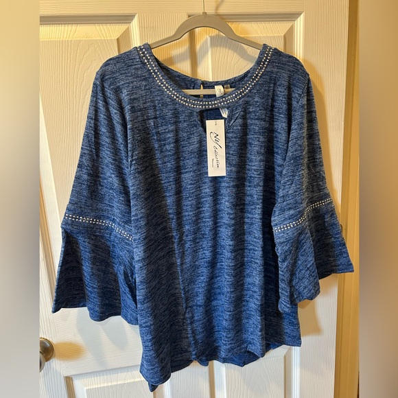NY Collection | Tops | Ny Collection Woman 2x Blue Top With Bell ...